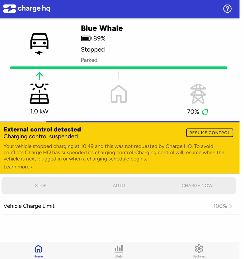 Charging from solar continually stops - App settings - Charge HQ Forum